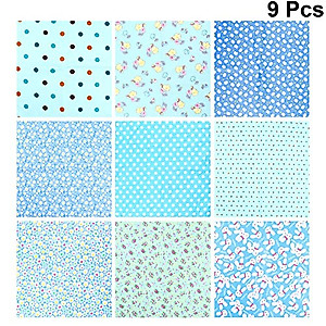 EXCEART 9pcs Cotton Fabric Quilting Patchwork Fabric Square Sewing Craft Fabric Printed Fabric Bundle with Scissors for Sewing Quilting Handmade DIY Crafts (Mixed Color 50x50cm)