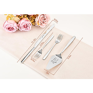 Parihy Wedding Cake Cutting Set, Sliver Wedding Cake Knife and Server Set 2024 with Forks, Mr and Mrs Cake Cutting Set for Wedding, Engagements Anniversaries (Silver)