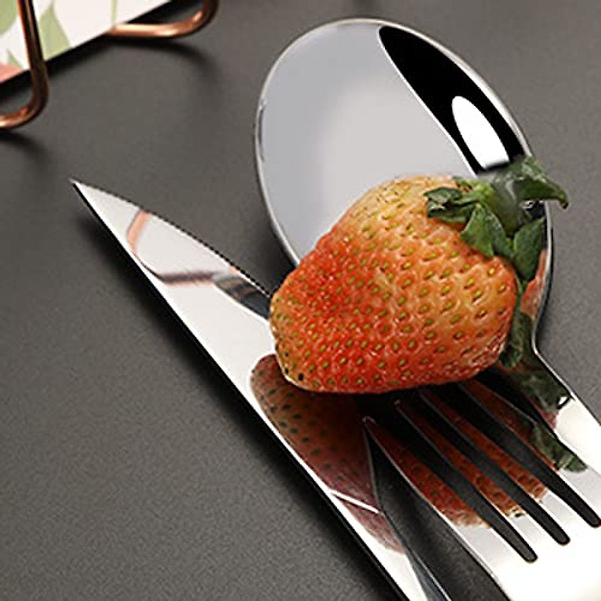 Kitchen Utensils Set, 5 Pcs Tableware Cutlery Set Stainless Steel Restaurant Dishwasher Dinner Knives Forks Spoons Eating Utensils High Hardness Flatware Set (Black Handle)