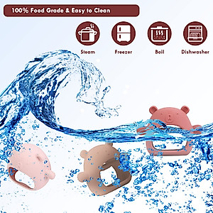 3 Pack Baby Teething Toy for 0-6 Months,Never Drop Teether for Babies 6-12 Months, BPA Free Dust-Proof Silicone Hand Pacifier Baby Chew Toys for Infant Sucking Needs-Safety Baby Toys 3-6 Months