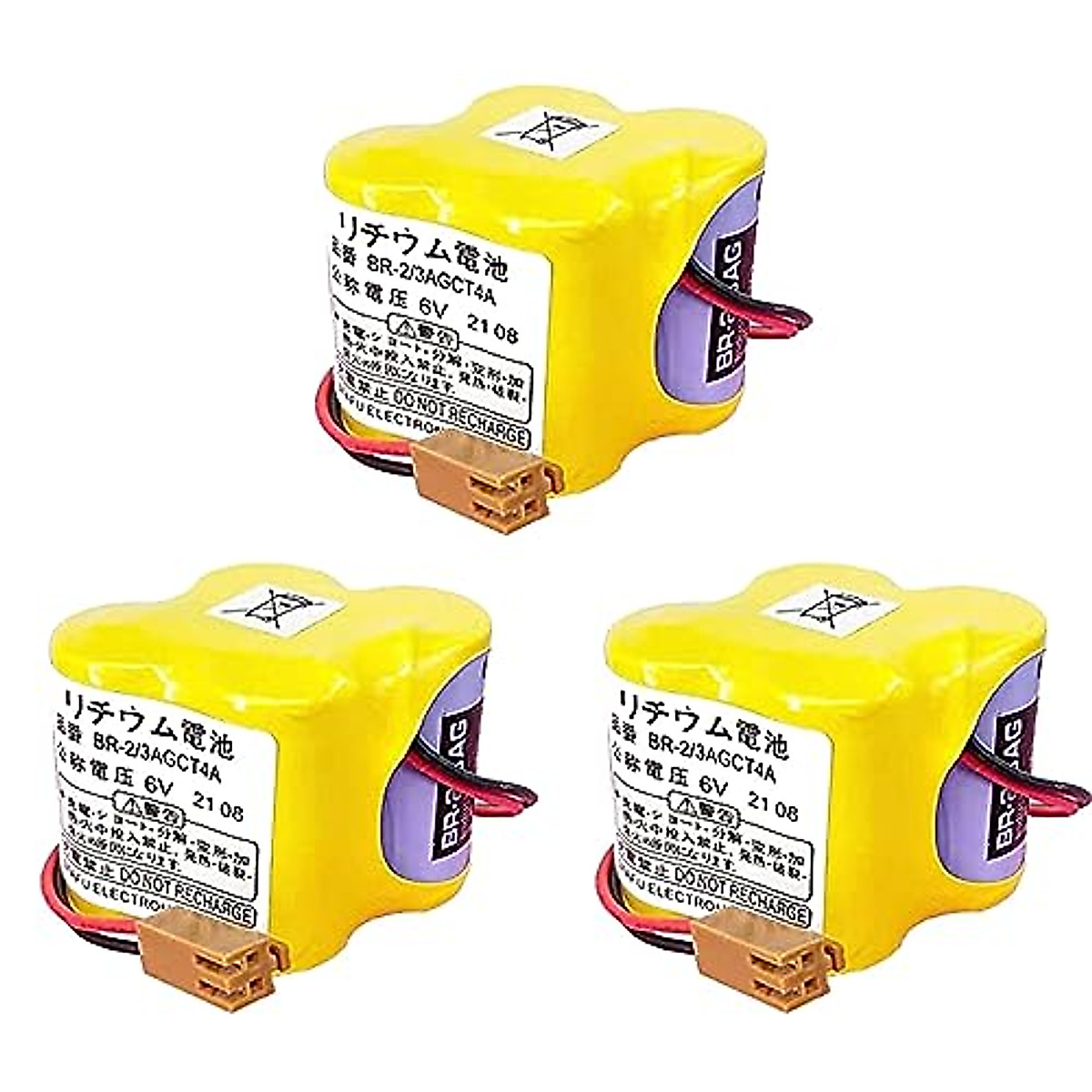 Meewellvetry (3-Pack) BR-2/3AGCT4A /A98L-0031-0025 6V 4400mAh Replacement Battery Replace for FANUC CNC System with Brown Plug Non-Rechargeable