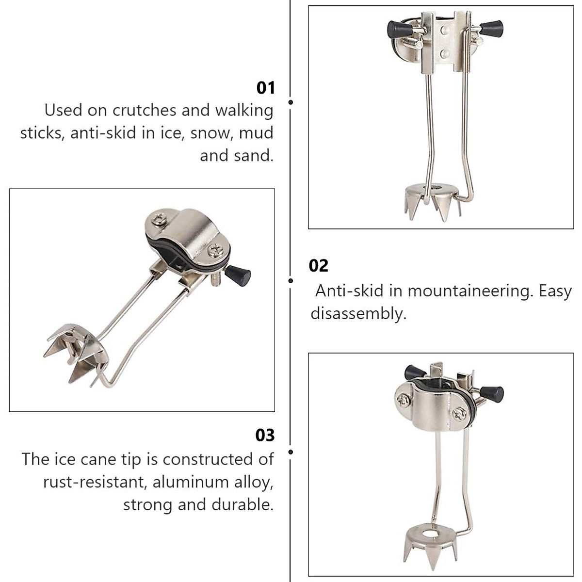 BESPORTBLE Heavy Duty Metal 5 Prong Ice Grip Cane Attachment Replacement Grip for Walking Sticks Trekking Pole Fits On All Canes