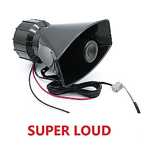 Rockmoon Car Siren Horn 7 Tone Sound Siren Police Mic PA Speaker Car System Emergency with Microphone Amplifier-100W Emergency Sound Electric Horn-12V, black