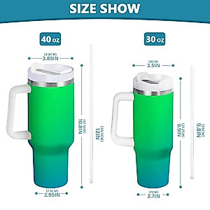 ODAWA Green Blue Gradients Insulated Tumblers 40 Oz Travel Mugs with Handle and Straw Lid