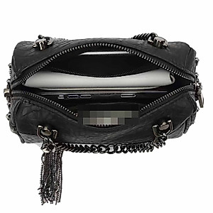 AlwaySky Women Gothic Handbag Rivet Purse Chain Satchels Shoulder Top-handle Crossbody Bag Black