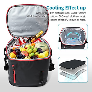 ELUTENG Insulated Cooler Bag 30L Leakproof Large Lunch Box Portable Collapsible Waterproof Thermal Food Delivery Bag with Opener and Padded Shoulder Strap for Picnic, Camping, Grocery Shopping, Travel