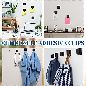 Briwooody 8 Pcs Large Self Adhesive Clips Spring Clip Hook Adhesive Wall Clips Anti Slip Hanging Clips No Drilling Adhesive Towel Holder Adjustable Spring 15 mm for Bathroom Kitchen Home Hotel (Black)