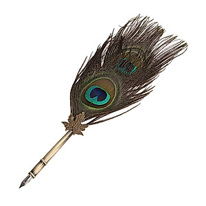 RUIXIA Vintage Feather Dip Pen Antique Calligraphy Handmade Quill Set Writing Ink with 5 Replacement Nibs for Christmas Birthday Wedding Anniversary Halloween Thanksgiving