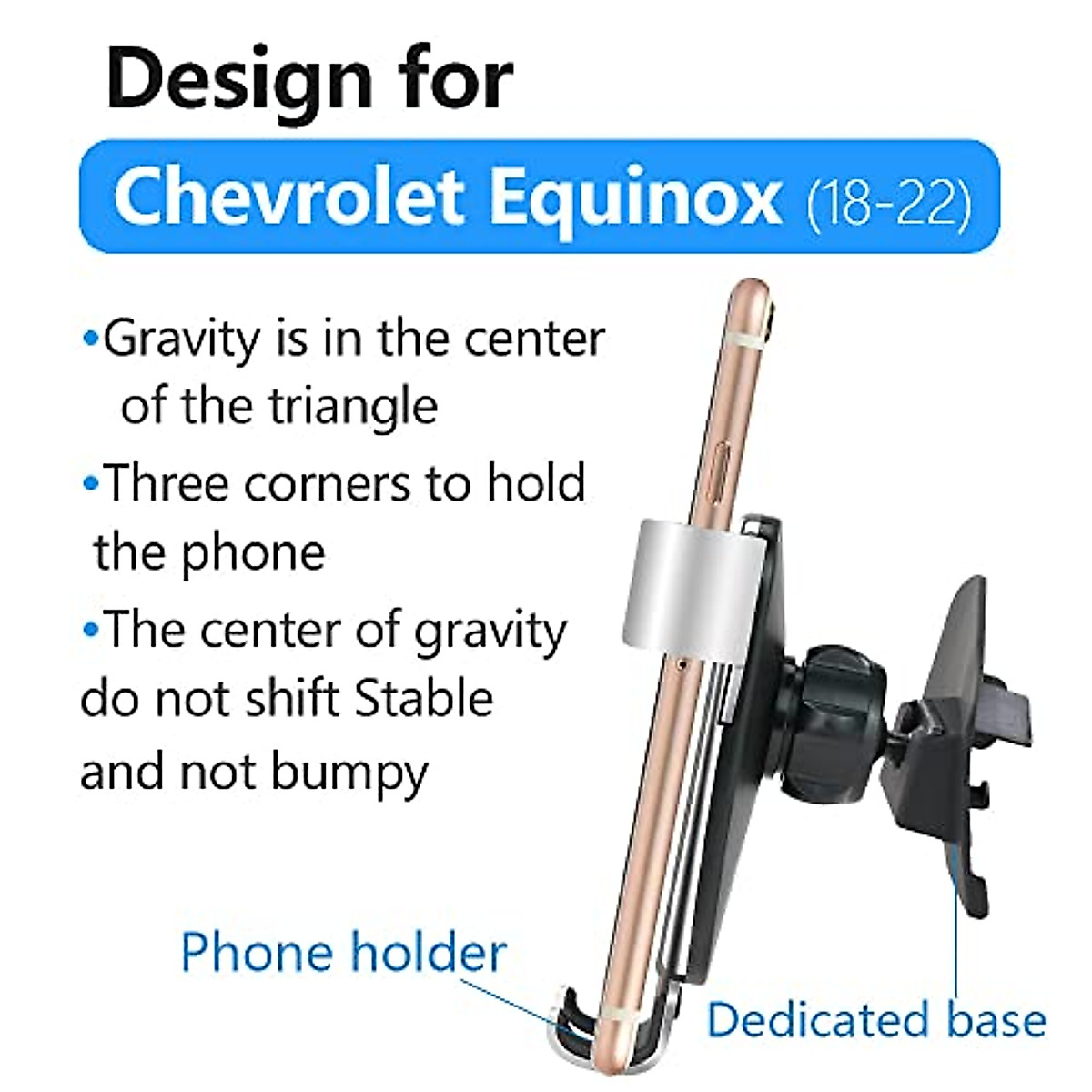 musttrue LUNQIN Car Phone Holder for 2018-2023 Chevrolet Equinox SUV [Big Phones with Case Friendly] Auto Accessories Navigation Bracket Interior Decoration Mobile Cell Mirror Phone Mount