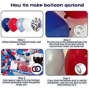 JULLIZ 142Pcs Red White and Blue Balloon Arch Garland Kit, Navy Blue for Blue Birthday Baseball Nautical Theme Party Flag Party Election Party July 4th Decorations