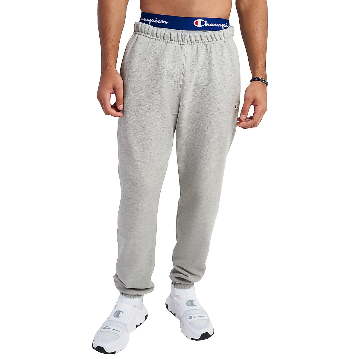Champion, Reverse Weave, Heavyweight Fleece Sweatpants for Men, 30", Oxford Gray C Logo, XX-Large