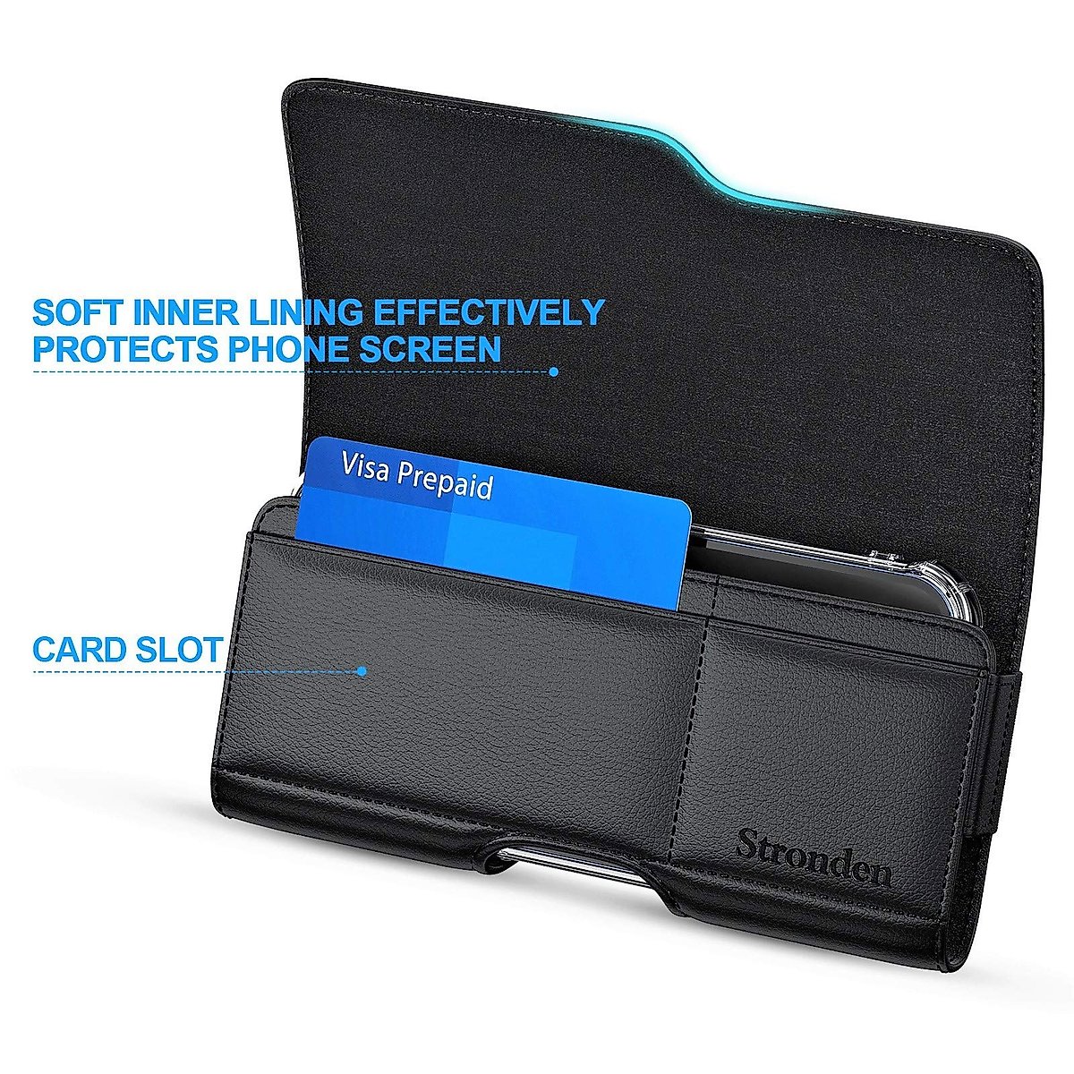 Stronden Holster for Samsung Galaxy S24+ Plus, S23+ Plus, S23 FE, S22 Plus, S22 FE, S21 Plus, S20 Plus, S21 FE, S20 FE, S10 Plus - Leather Belt Case with Belt Clip/Loop (Fits Slim Case Only)
