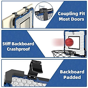 Basketball Hoop Indoor for Kids 16" X 12" - Mini Basketball Hoop with 4 Balls & Complete Basketball Accessories，Basketball Toy for Kids Boys Teens，Perfectly for A Basketball Lover as Gift（Blue） 1