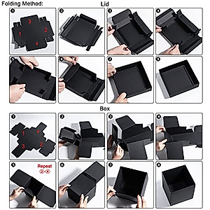 Dasofine 6 Pcs Black Gift Boxes with Lids, 5”×5”×5” Fold Required Kraft Paper Gift Boxes, Medium Gift Box, Gift Boxes for Presents, Party Favors, Halloween, Birthday-Foldable