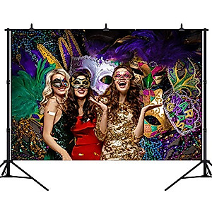 Mardi Gras Party Decoration Carnival Photography Backdrop Mystery Masquerade Backgrounds Dancing Birthday Party Banner Photo Booth for Wedding Bachelorette Party Decorations(8x6FT) 061