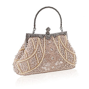 LIFEWISH 1920s Evening bags Unique Sequin Beaded Clutch Purses for Cocktail Wedding Party Prom