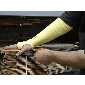 G & F 58123-6 100% Kevlar 18-Inch Cut Resistant Knit Sleeve with Thumb Hole, Yellow, Sold by 6-piece pack