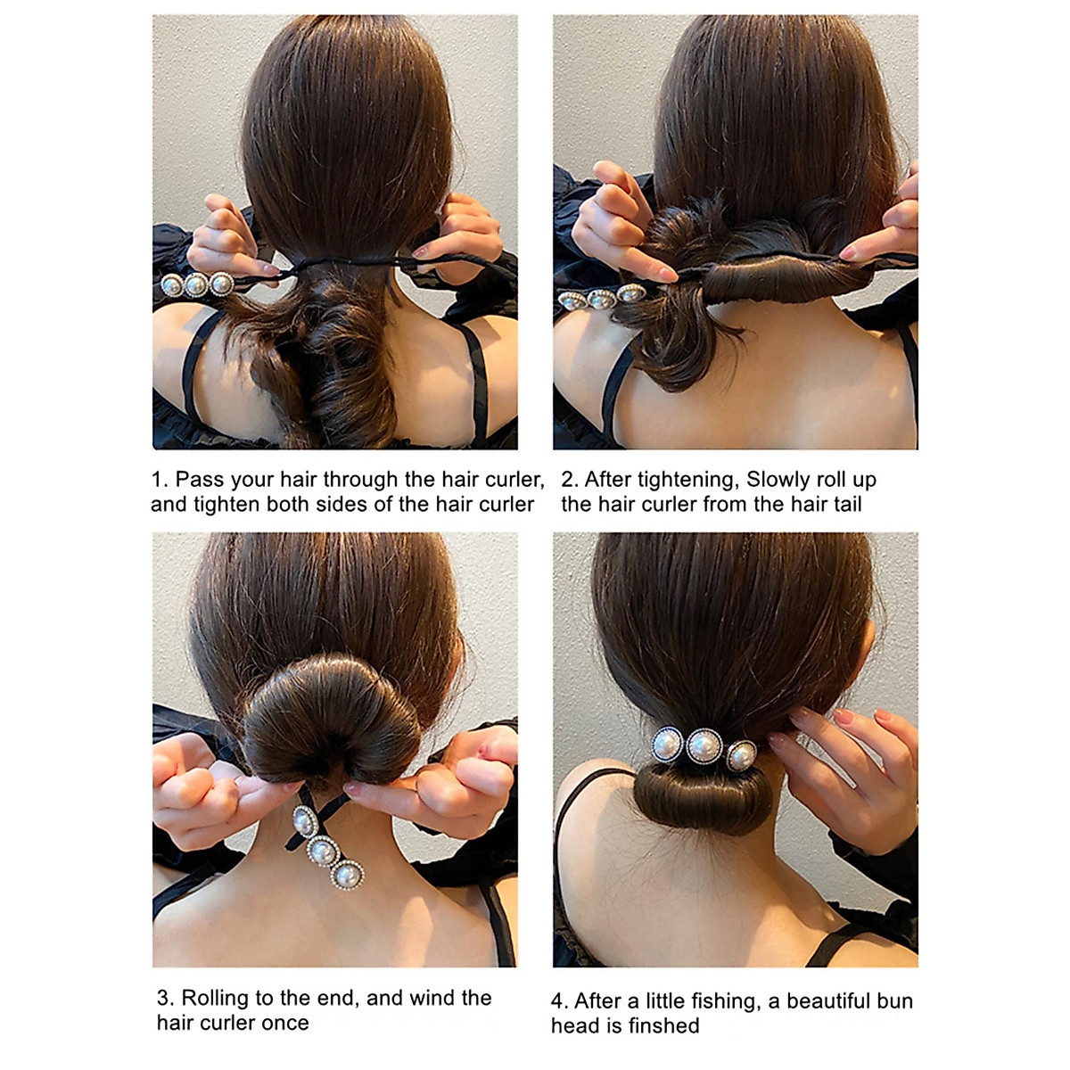 Kebolun Life 4 Pcs Tie Dye Deft Bun Hair Bun Makers for Women's Gradient French Twist Hairstyle - Velvet Scrunchie Classy Multicolor Cloth Magic Clip Reusable Quick Bun