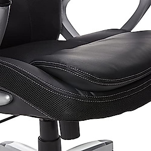 Serta Executive Office Padded Arms, Adjustable Ergonomic Gaming Desk Chair with Lumbar Support, Faux Leather and Mesh, Black