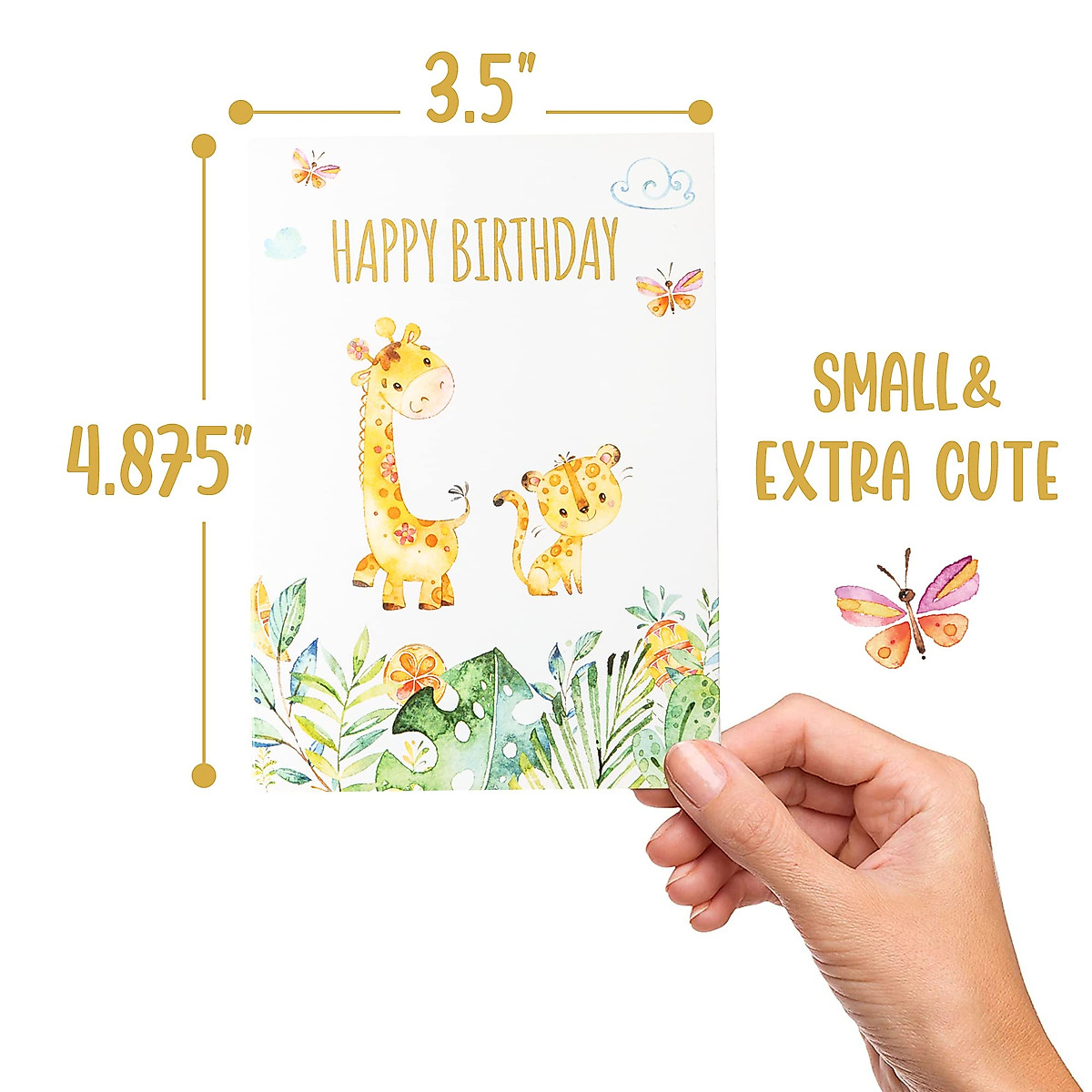 30 Safari Happy Birthday Cards Bulk | Kids Birthday Card | Assorted Birthday Cards With Envelopes | Greeting Cards Assortment Box | Small & Cute Zoo Birthday Cards For Kids w/ Matching Stickers
