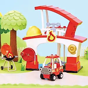 Little Tikes Let’s Go Cozy Coupe Fire Station Playset with Fire Truck Mini Push and Play Vehicle for Tabletop or Floor Push Play Car Fun for Toddlers, Boys, Girls 3+ Years