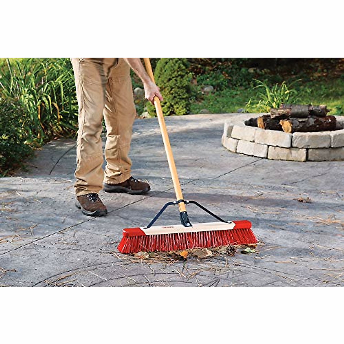 Harper 7324P1 Premium Indoor/Outdoor Wet/Dry All-Purpose Hardwood 24 in. Push Broom Semi-Stiff Bristles, Brown