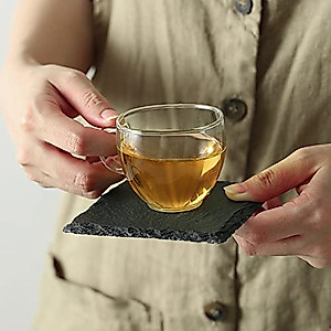 Cakocaco Set of 12 Slate Coasters, Non-Stick, Anti-Slip Drink Coasters, Personalized Engraving Available, Bulk Square Coasters for Drinks, Outdoor Stone Coasters for Any Wood, Marble Dinning Table…