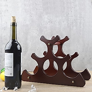 GWENBHMTOOL 6 Bottles Wine Rack Countertop Freestanding Wooden Wine Holder for Reds, Whites Wine Storage Display Shelves