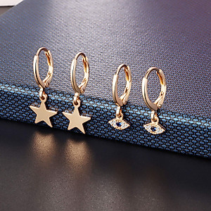 12 Pairs Gold Butterfly Earrings for Women Dangle - Butterfly Dangle Earrings for Women - Gold Hoop Earrings with Charm- Spike Hoop Earrings Set for Young Women - Cute Earrings for Women