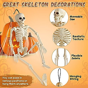 Bstoyder 6 PCS Halloween Skeletons Decorations, 16" Full Body Posable Joints Hanging Skeletons, Spooky Skeleton Plastic Bones for Halloween Indoor Outdoor Decor, Party Props, Graveyard, Haunted House