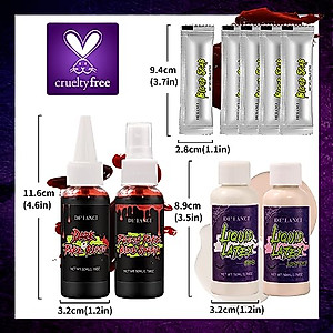 Liquid Latex Makeup Kit - White & Flesh, Blood Spray, Dripping & Gel Blood, Zombie Makeup for Wounds