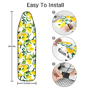 Codymon Ironing Board Cover 54x15 inches, Heavy Duty Thick Padding, Resists Staining and Scorching, Elasticized Edges - Lemon