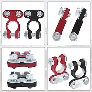 2PCS Adjustable Car Battery Terminal Connectors,Galvanized Negative/Positive Battery Terminal with Insulating Pad,Universal Automotive Replacement Battery Terminals & Ends