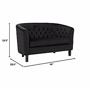 Modway Prospect Velvet Upholstered Contemporary Modern Loveseat In Black