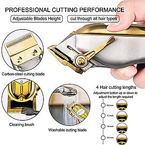 Kemei Hair Clippers for Men Professional, Hair Trimmers Grooming Kit Clippers with 5H Running Time LCD Display Rechargeable Hair Trimmer Beard Trimmer Haircut Set for Home Use & Barbers, Gold