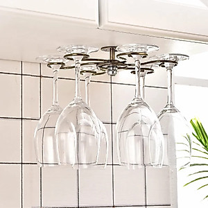 NAGATA Wine Glass Rack Under Cabinet, 360° Rotating Wine Glass Holder, Wine Glass Drying Rack Kitchen Cabinet Storage and Wine Cabinet Decoration.