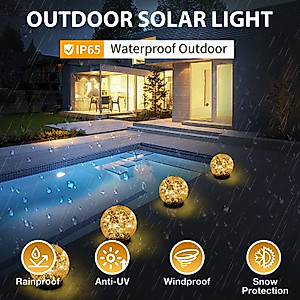 HOFLYW Outdoor Decor Solar Lights Garden Lights Solar Globe Lights Solar Balls for Garden Pathway Lights Solar Garden Decor 3 Pack for Decorations Lawn (Medium 3 Pack, Warm White-3)