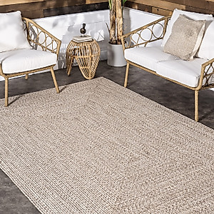 nuLOOM Braided Indoor/Outdoor Area Rug, Oval 5' x 8', Wynn Tan