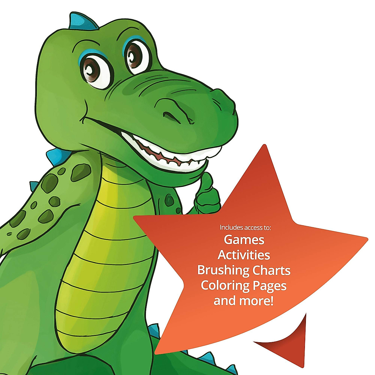 StarSmilez Tooth Brushing Allie Gator Bundle Help Kids Brush Their Teeth Moon and Stars Easy Grip toothbrushes Story Book Plus Download of Matching Dental Health Activities