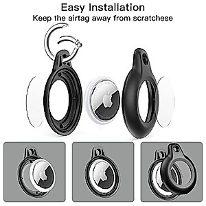 [4 Pack] Airtag Keychain for Apple Air Tag Holder IPX8 Waterproof Military-Grade Drop Shockproof Protective Cover Case Scratch Resistant for Pets, Dog, Keys, Cat, Luggage