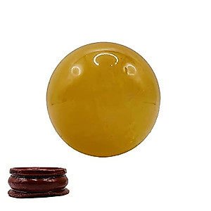 Natural Yellow Citrine Crystal Sphere Ball Healing Crystals Stone with Stand and Bag Feng Shui Crystal Tabletop Sculpture Ornaments Implication Wealth and Success