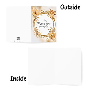 J&J'S TOYSCAPE Thank You for Marrying Us Card, 7x5 Inch Card with Envelope, Wedding Officiant Gratitude Card, Pastor Appreciation, Card from Newlywed Couple (Gold Floral)