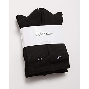 Calvin Klein Men's 6 Pair Athletic Crew Socks, Size 7-12, Black