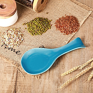 Patelai Ceramic Spoon Rest Spoon Holder Stovetop Spoon Holder for Kitchen Stove Coffee Bar Accessories (Blue)