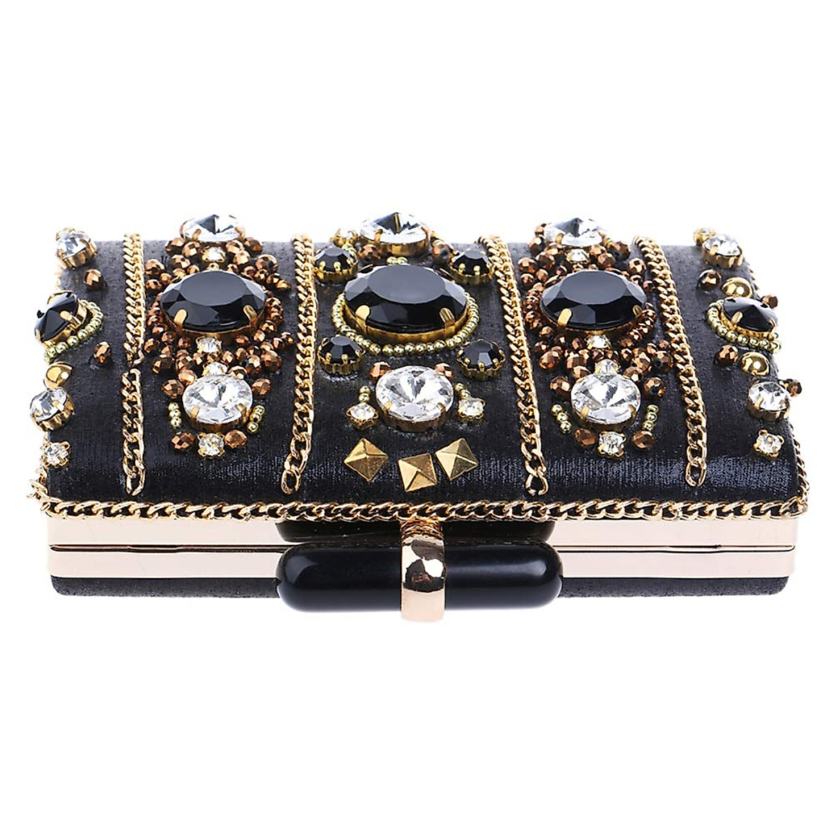 momo mo Women Shoulder Evening Bag Clutches Purse Chain Key Dress Handbag Lipstick Bridal Black