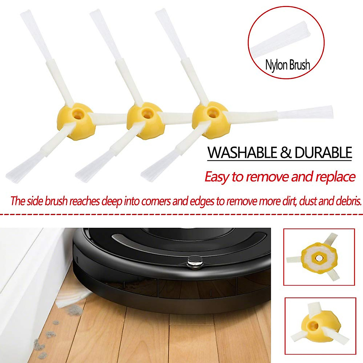 Replacement parts Compatible for iRobot Roomba 675 677 671 655 645 Robotics,Filter,Side Brush,Bristle and Flexible Beater Brush, Cleaning Tool and Screw