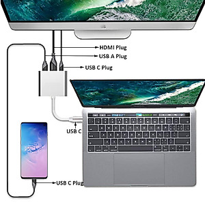 QCEs USB C to HDMI Adapter, USB-C Digital AV Multiport Adapter 4K HDMI Video Output USB 3.0 PD Charging Converter Hub Compatible with Thunderbolt 3/4 iPhone 15 Pro Max, MacBook Pro, iMac