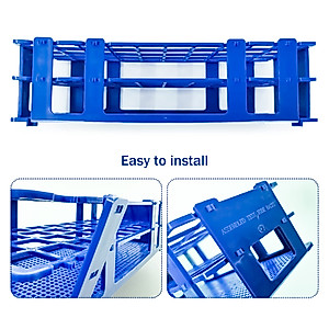 krngcwc 3 Packs Plastic Test Tube Rack, 40 Holes Lab Test Tube Rack Holder for 20mm Test Tubes, Blue, Detachable (40holes)