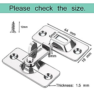90 Degree Locking Privacy Lock Sliding barn Door Latch Right Angle Door Clasp cam Lock (2 Pack Silver)