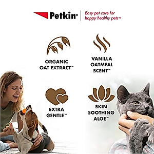 Petkin Pet Wipes for Dogs and Cats, 200 Wipes (Large) – Oatmeal Pet Wipes for Dogs and Cats – Soothes Itchy Dry Skin and Cleans Ears, Face, Butt, Body and Eye Area – 2 Packs of 100 Wipes